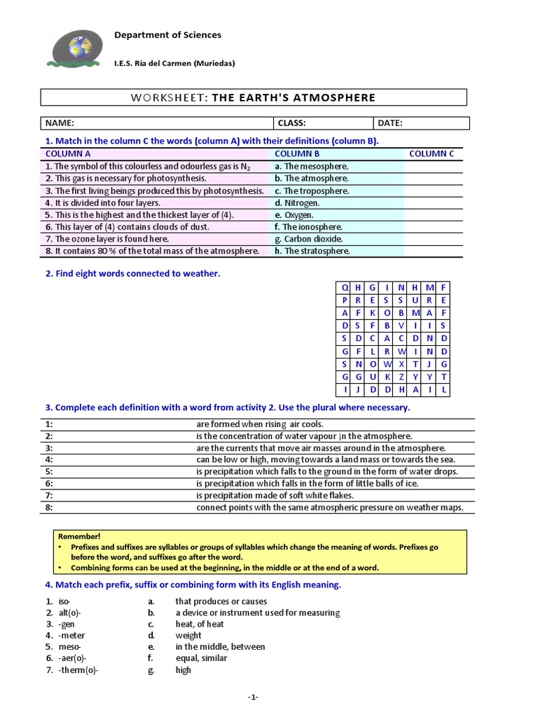 Worksheet:: The Earth'S Atmosphere | Download Free PDF | Tide | Water Cycle