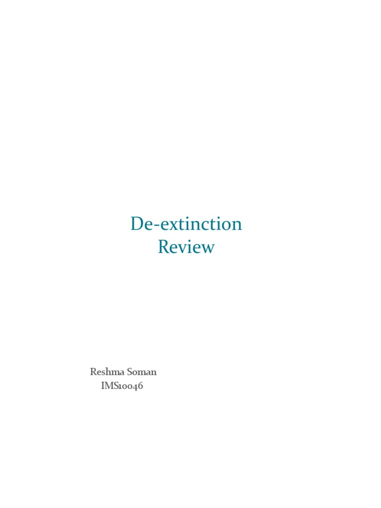 De Extinction | PDF | Extinction | Conservation Biology