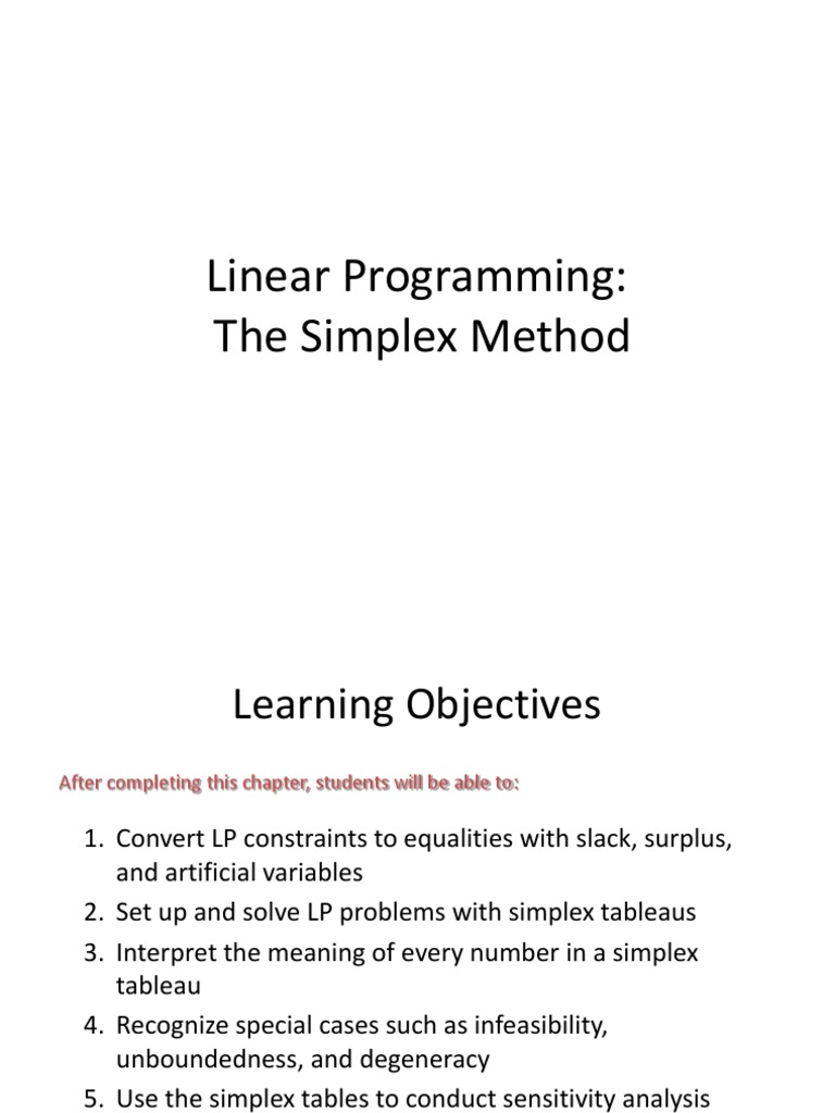 Linear Programming: The Simplex Method | PDF | Linear Programming | Mathematical Optimization