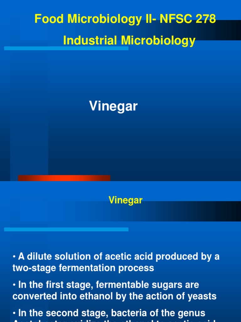 Vinegar Production and Fermentation Process | PDF | Vinegar | Fermentation