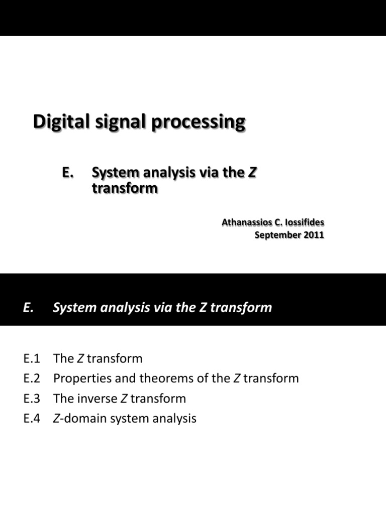 Introduction To Z Transform | PDF | Signal Processing | Teaching ...