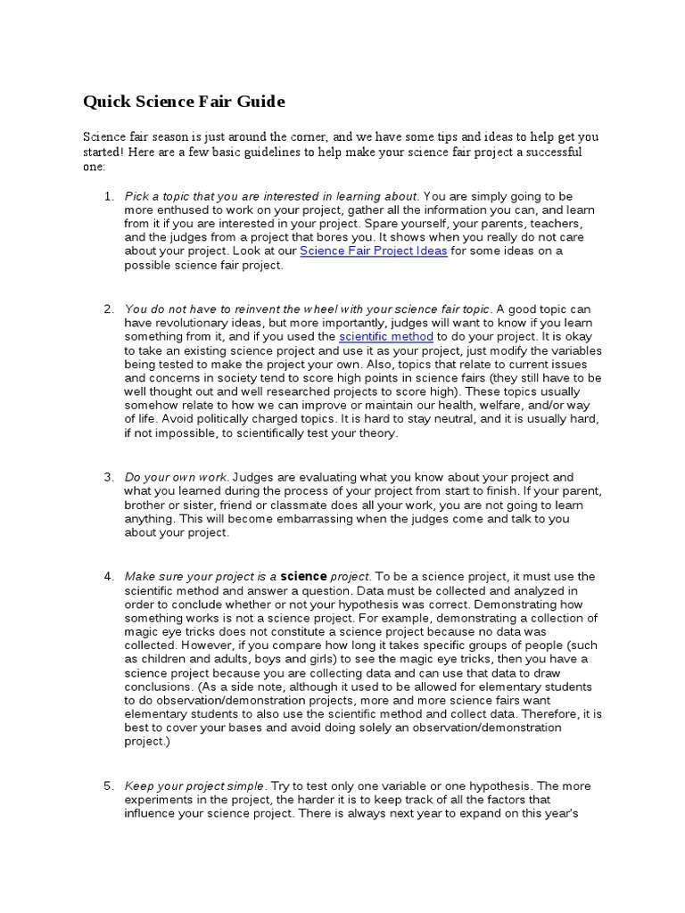 Quick Science Fair | PDF | Observation | Science