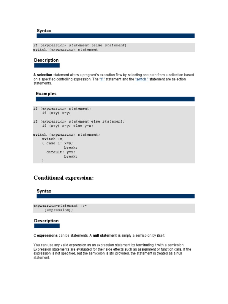 Conditional Expression:: Syntax | PDF | Control Flow | C (Programming Language)