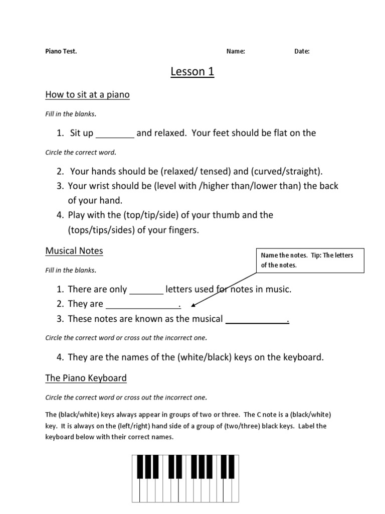 KPS Piano Test Lesson 1 | PDF | Clef | Music Theory