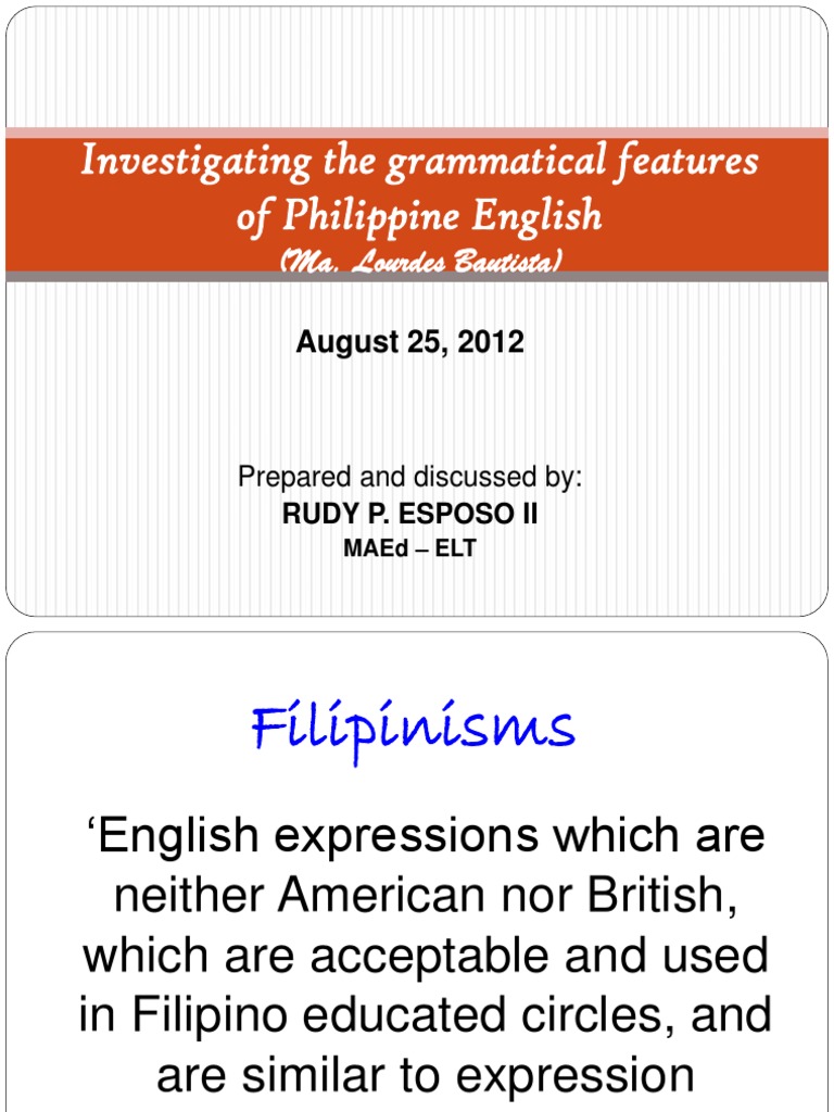 Investigating the Grammatical Features of Philippine English | English ...
