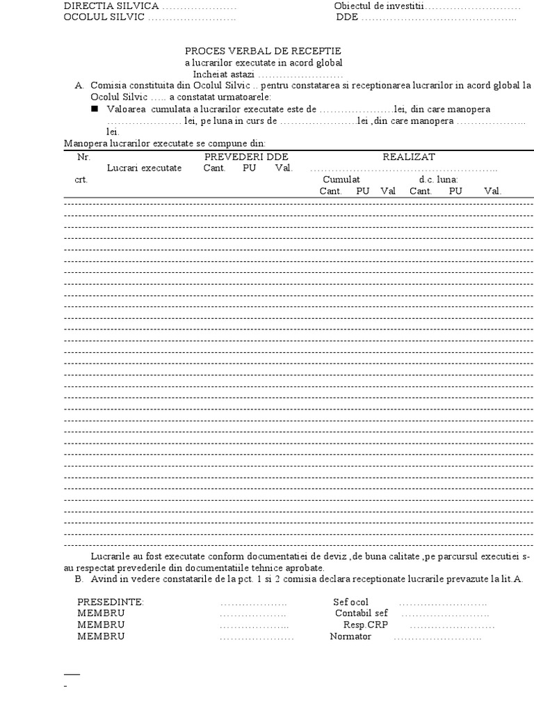 Proces Verbal Receptie CRP | PDF