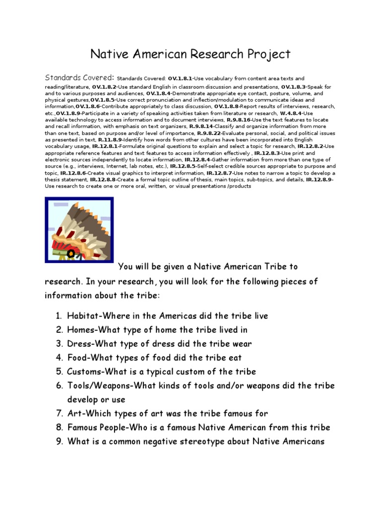 Native American Research Project | PDF | English Language | Native ...
