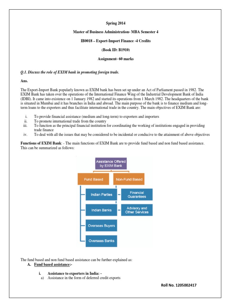 MBA Semester 4 Export-Import Finance Assignment | PDF | Tariff | Credit ...