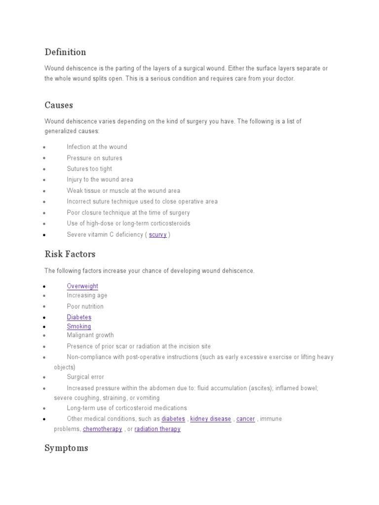 Wound Dehiscence | PDF | Wound | Surgical Suture
