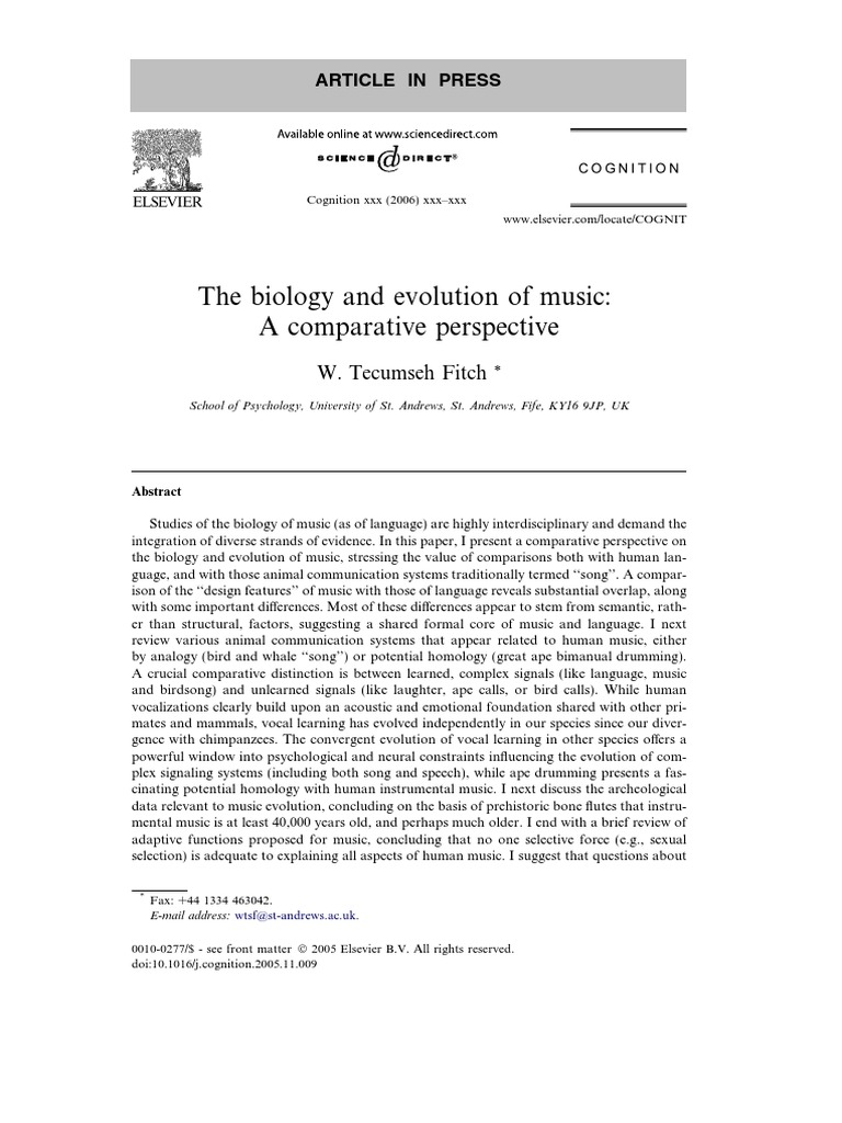 The Biology and Evolution of Music (43 PG) | PDF | Evolution ...