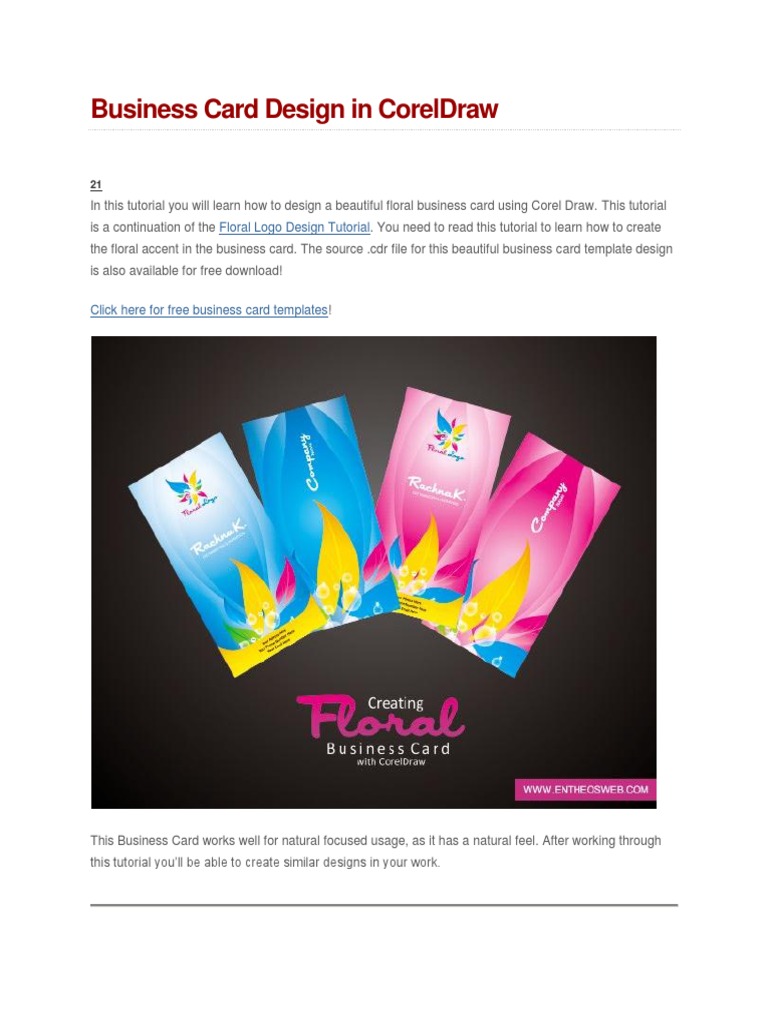 Business Card Design in CorelDraw | PDF | Computer Graphics | Graphic ...