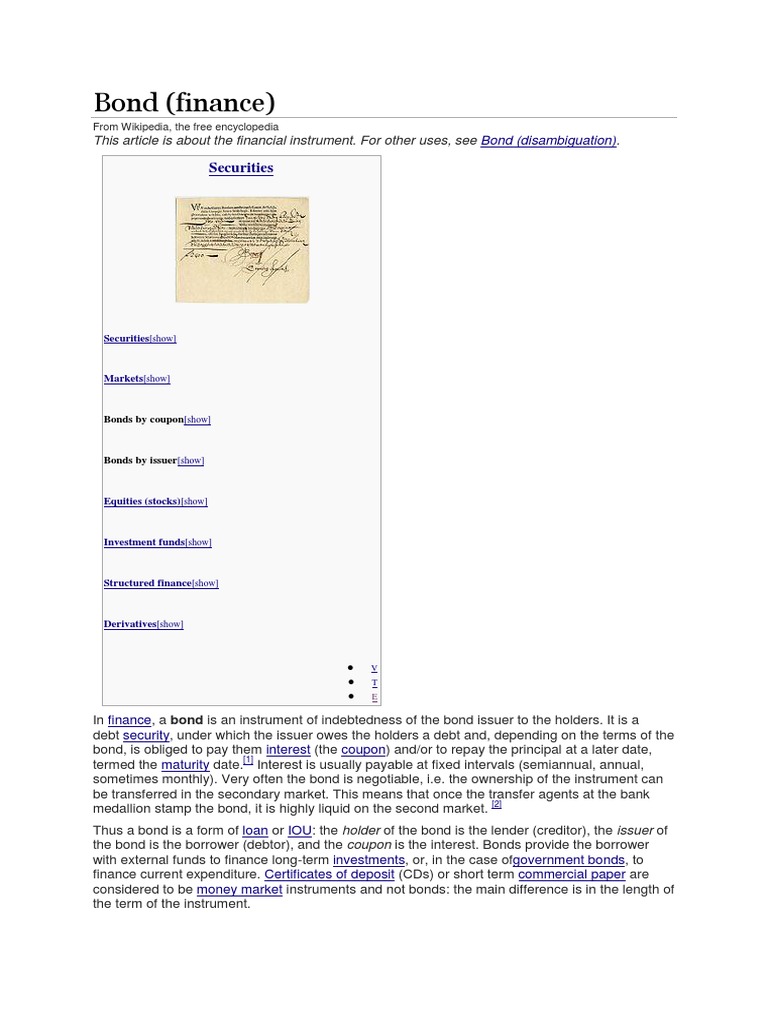 Bond (Finance) : Securities | PDF | Bonds (Finance) | Yield (Finance)