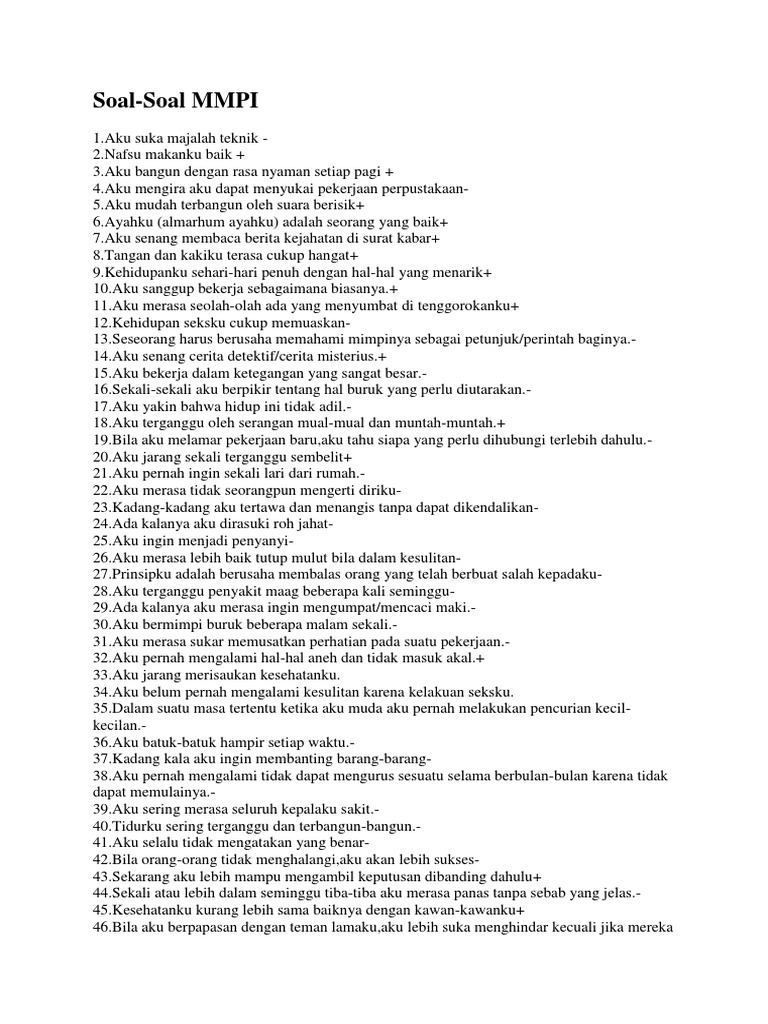 Soal-Mmpi Ok | PDF | Pengembangan Diri