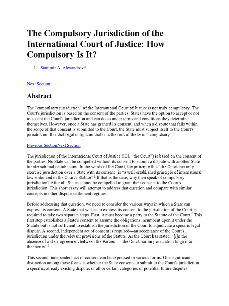 Compulsory Jurisdiction of the ICJ Explained | PDF | Jurisdiction | Treaty