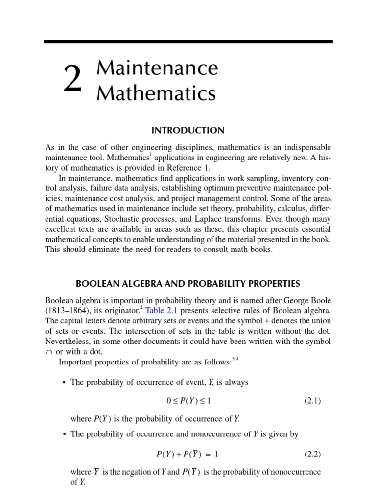 Maintenance Mathematics | PDF