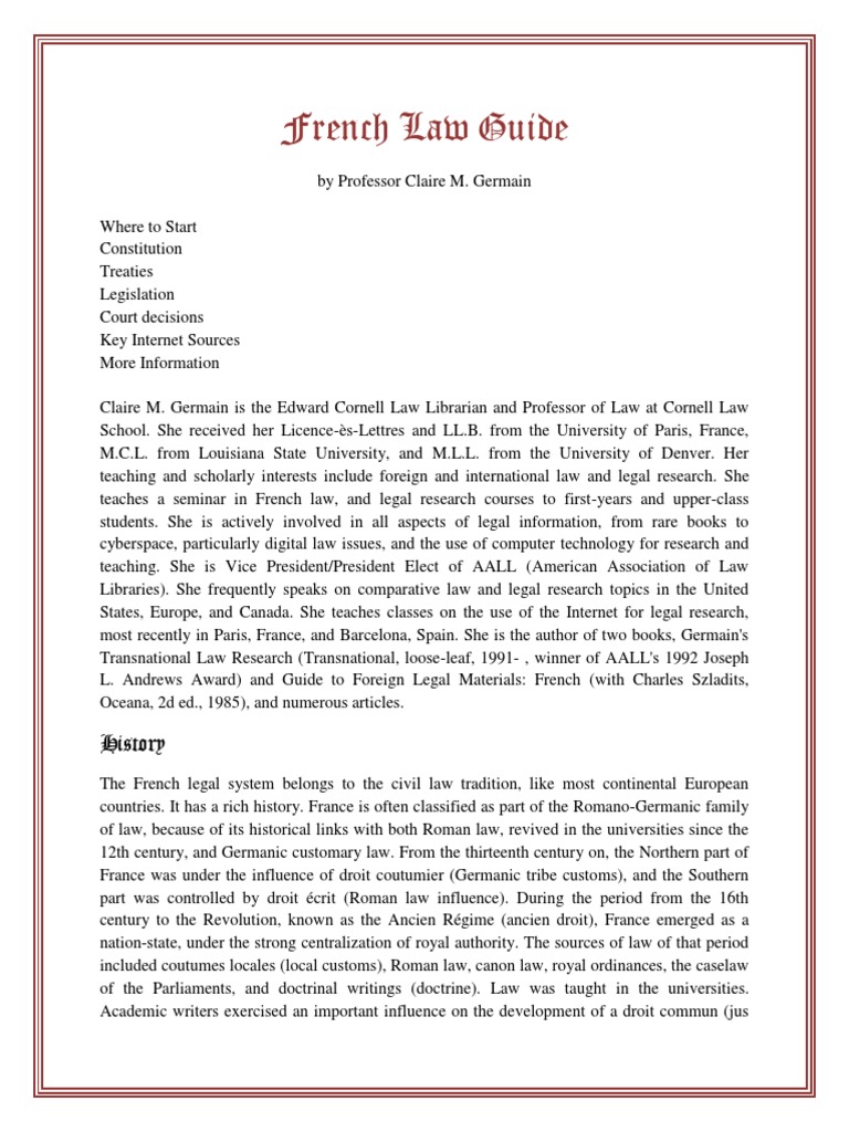 French Law Guide | PDF | Virtue | Justice