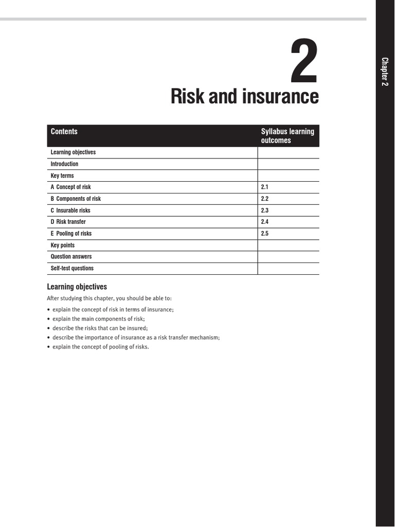 Risk and Insurance: Syllabus Learning Outcomes | PDF | Insurance | Life ...