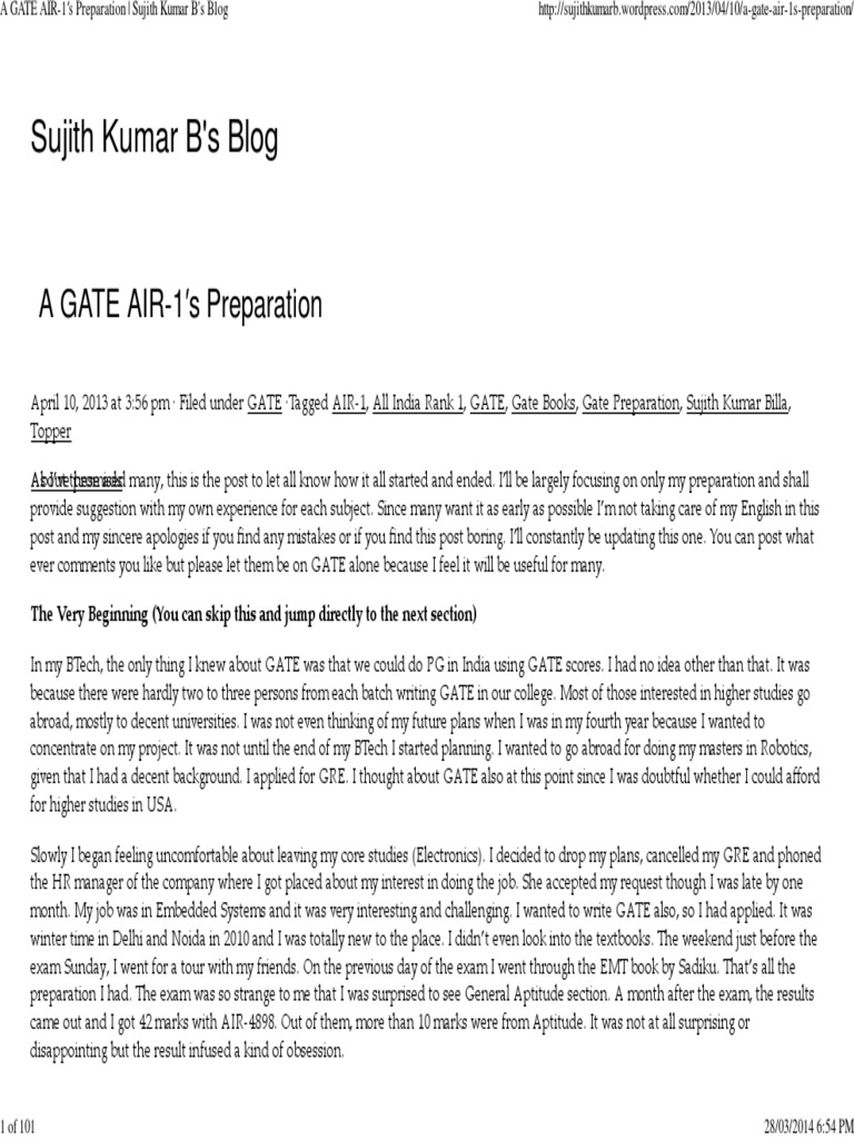 GATE AIR-1 Preparation Insights | PDF | Digital Electronics | Electronics