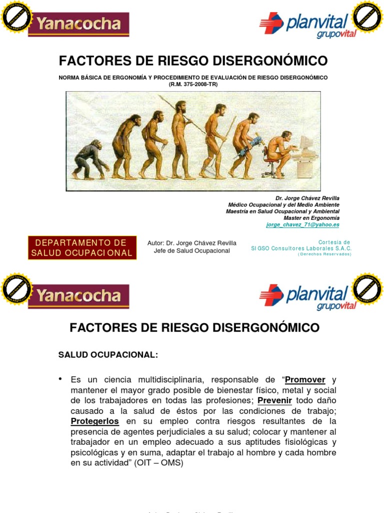 Factores de Riesgo Disergonómico - Dr Jorge Chávez | Factores humanos y ergonomía | Seguridad y ...