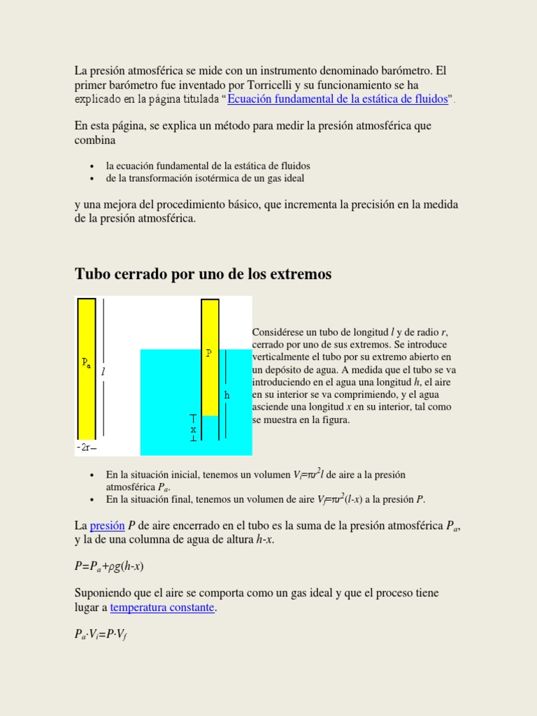 La Presión Atmosférica Se Mide Con Un Instrumento Denominado Barómetro ...