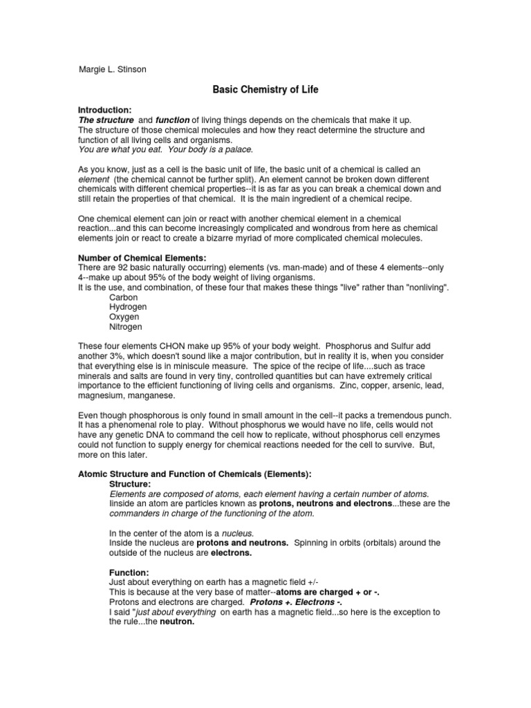 Basic Chemistry of Life Introduction | PDF | Properties Of Water | Redox