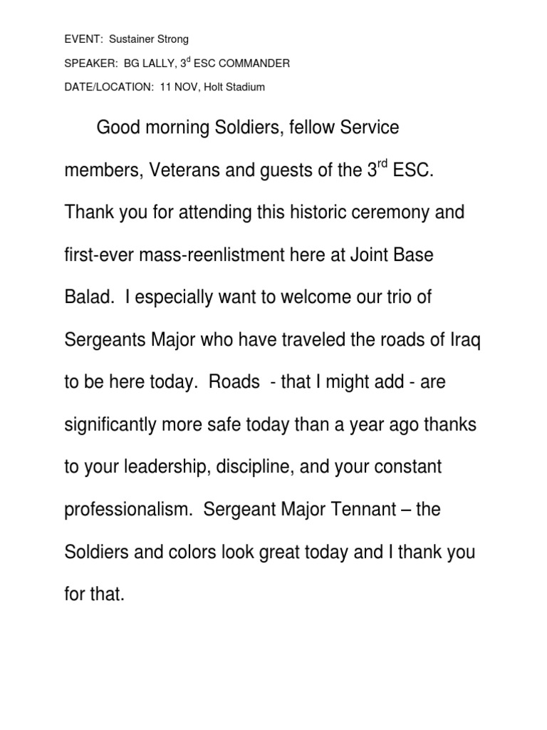 Veteran's Day Speech | PDF | Unrest | Armed Conflict