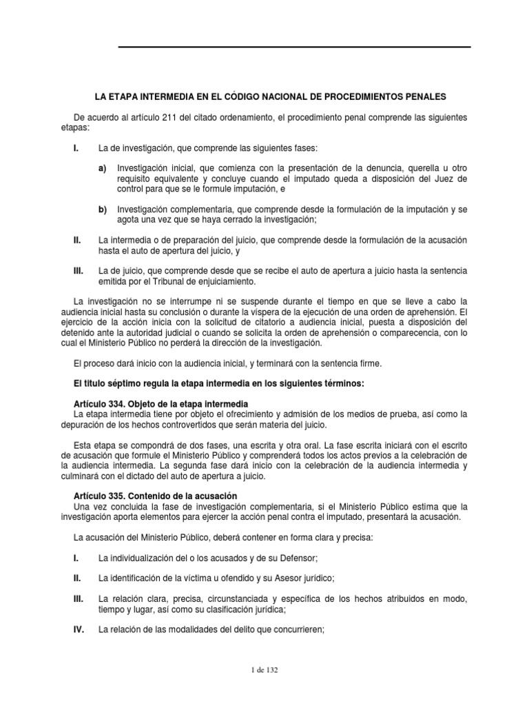 Etapa Intermedia CNPP PDF | PDF | Evidencia (ley) | Procedimiento Criminal