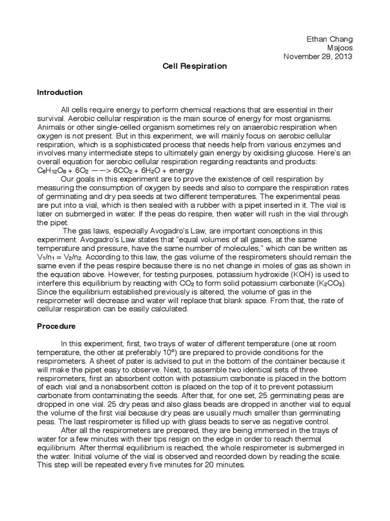 Cell Respiration | PDF | Gases | Cellular Respiration