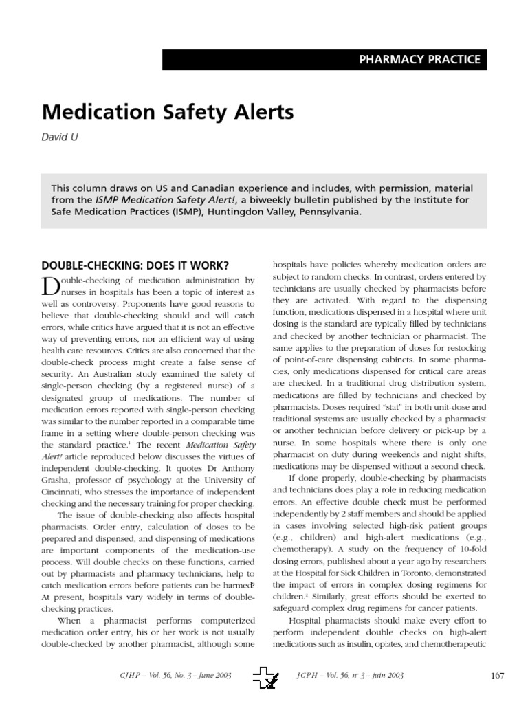Medication Safety Alerts: David U | PDF | Pharmacy | Error