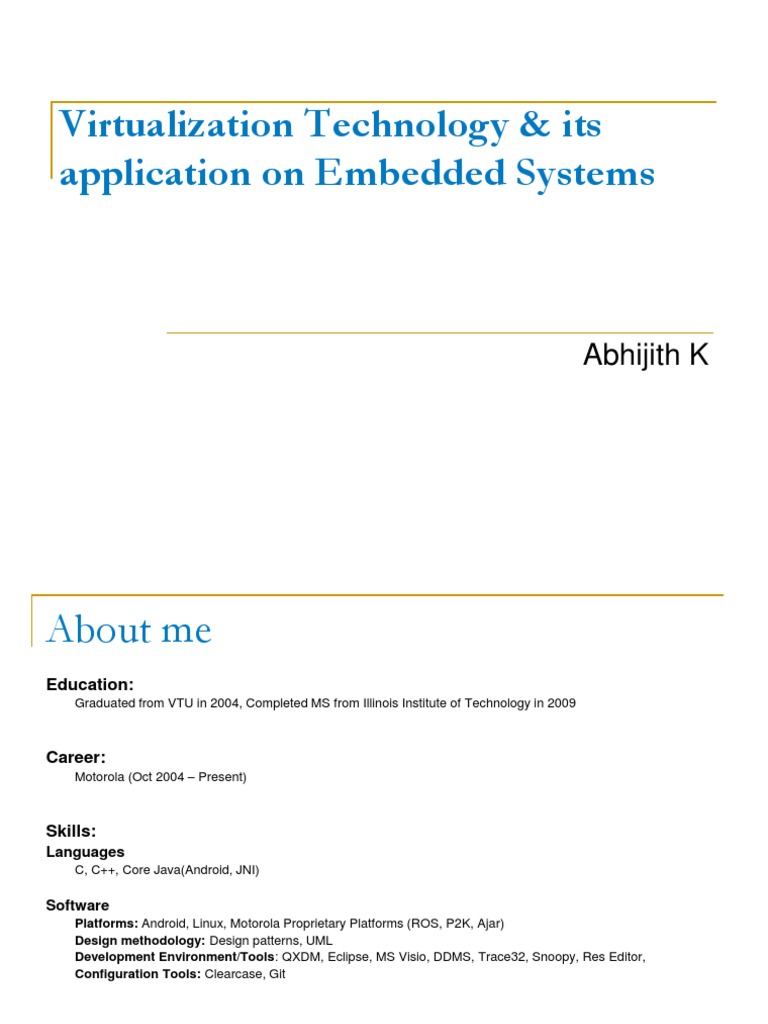 Virtualization Technology & Its Application On Embedded Systems | PDF | Virtual Machine ...