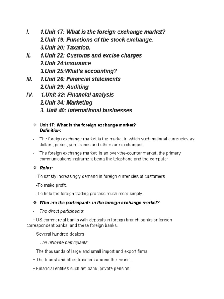 Unit 17: What Is The Foreign Exchange Market?: Definition | PDF | Business