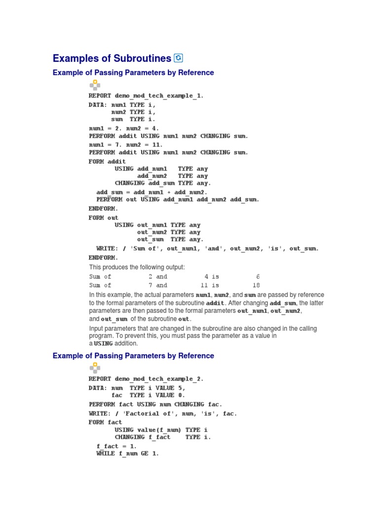 Examples Of Subroutines Parameter Computer Programming Subroutine