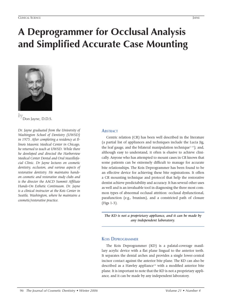 Kois Deprogrammer for Occlusal Analysis | PDF | Animal Anatomy ...