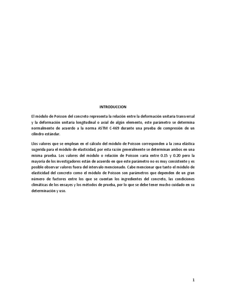 Informe Modulo de Poisson | PDF | Elasticidad (Física) | Química