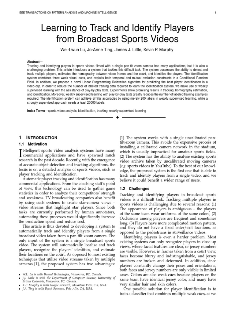 Track and Identify Players | PDF | Pattern Recognition | Areas Of ...