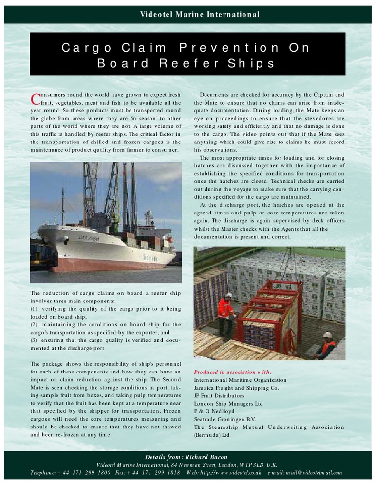 Cargo Claim Prevention On Board Reefer Ships: Videotel Marine ...