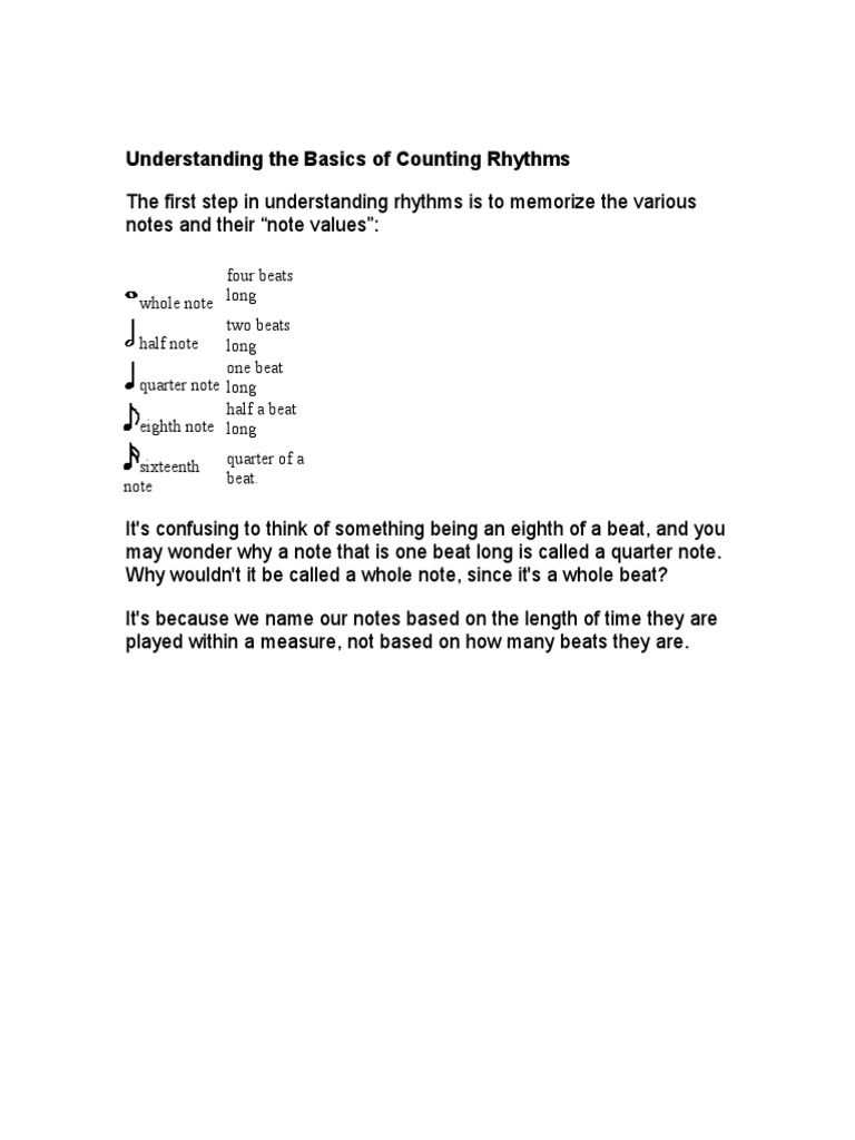 Understanding The Basics of Counting Rhythms | PDF | Rhythm | Poetics