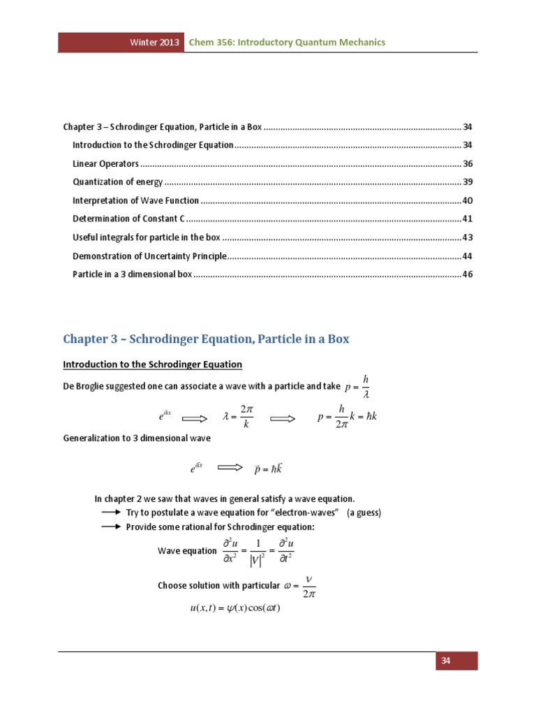 Schrodinger Equation and Particle in A Box | PDF | Schrödinger Equation ...