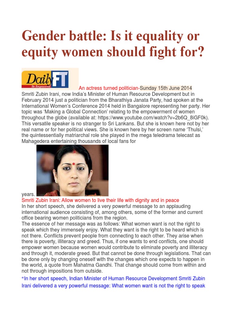 Gender Battle Is It Equality or Equity Women Should Fight For | PDF ...