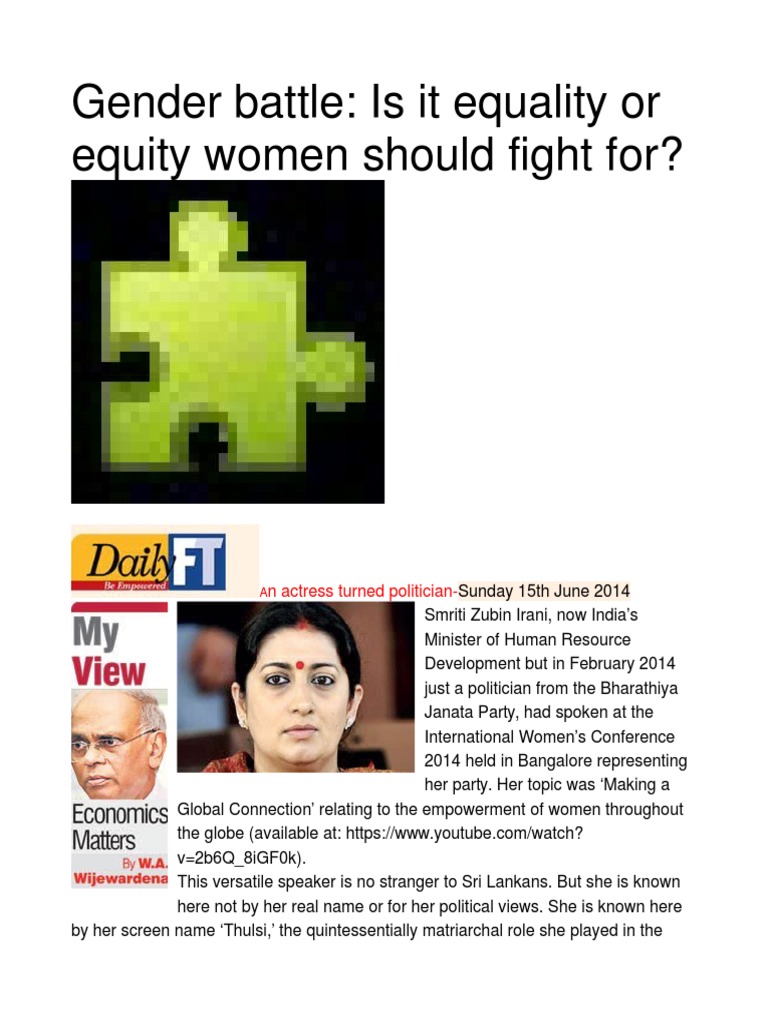 Gender Battle Is It Equality Or Equity Women Should Fight For Pdf