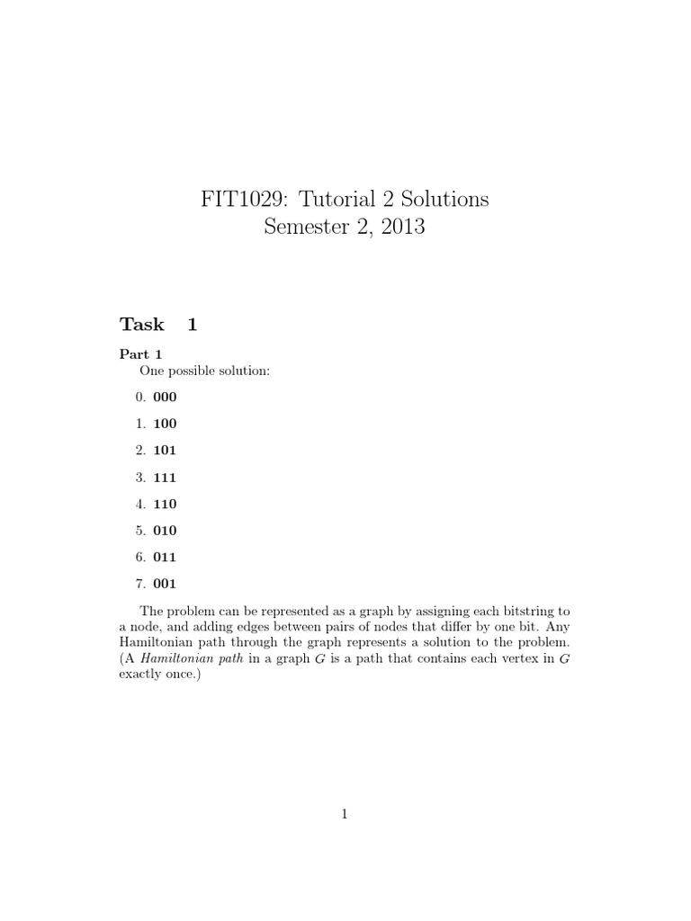 FIT1029: Tutorial 2 Solutions Semester 2, 2013: Task 1 | PDF | Graph ...
