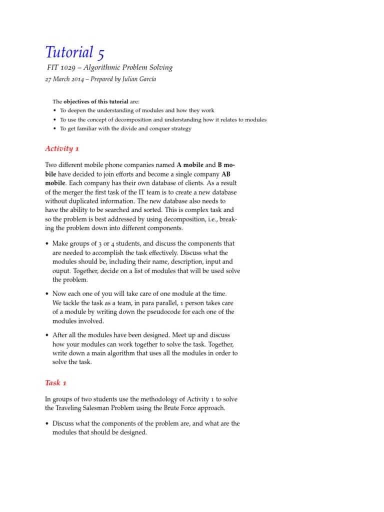 Tutorial 5: FIT 1029 - Algorithmic Problem Solving | PDF | Triangle | Algorithms