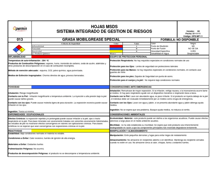 013 Grasa Mobilgrease Special | PDF | Descomposición | Agua