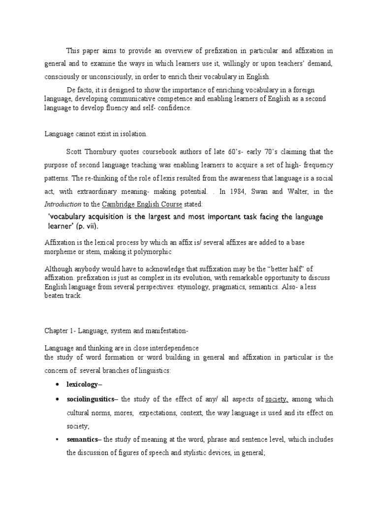 An Overview of Affixation and its Role in Enriching Vocabulary ...