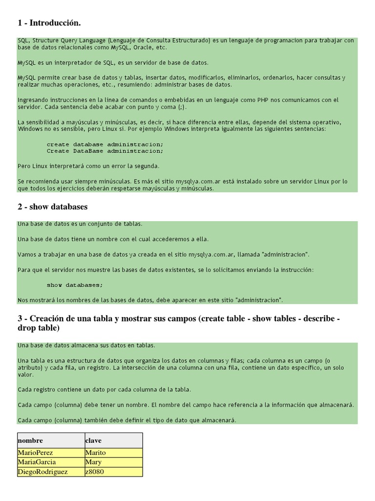 My SQL | PDF | Tabla (base de datos) | SQL