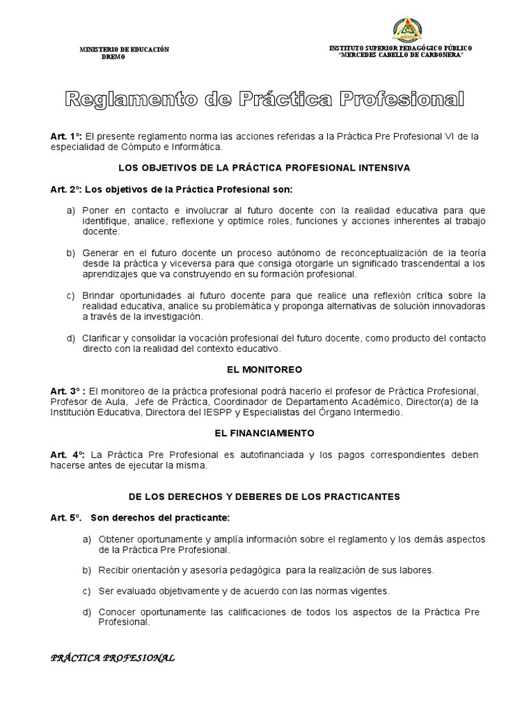 Reglamento Practica Mod | PDF