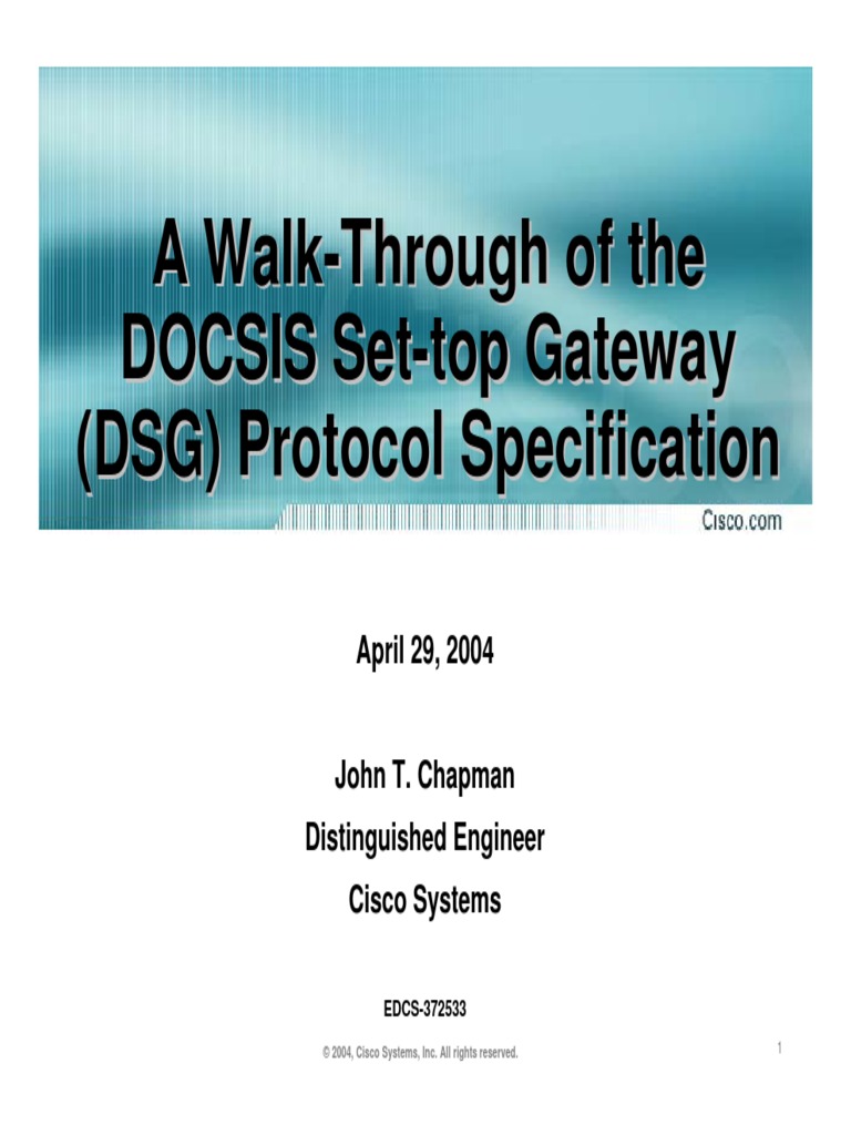 DSG Tutorial Vendor Briefing 2004-04 | PDF | Ip Address | Multicast