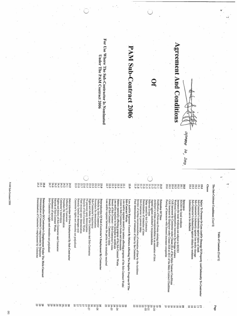 Pam 2006 Sub Contract | PDF
