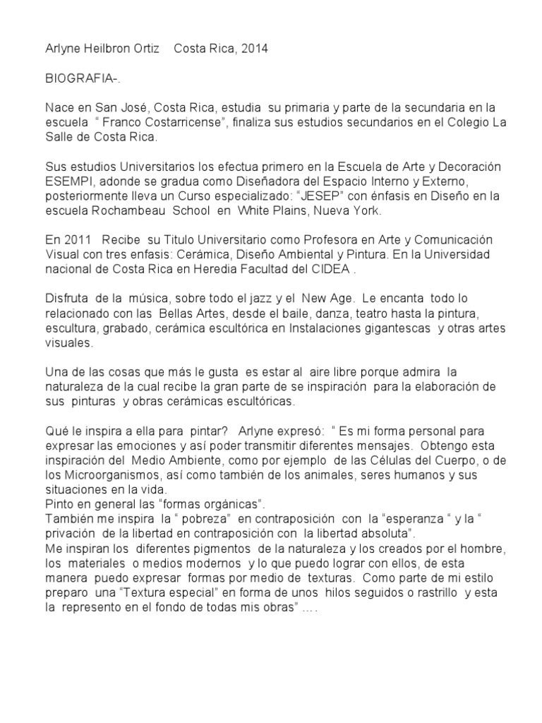 Arlyne Heilbron Ortiz OK Nuevo Resumen en Español | PDF | Costa Rica ...