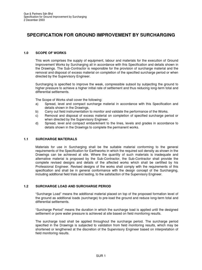 Specification For Surcharging | PDF | Geotechnical Engineering | Civil ...